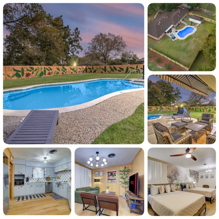 Retro Retreat 4brs*10 Beds*pool*3tvs*hobby Airport - South Houston, TX