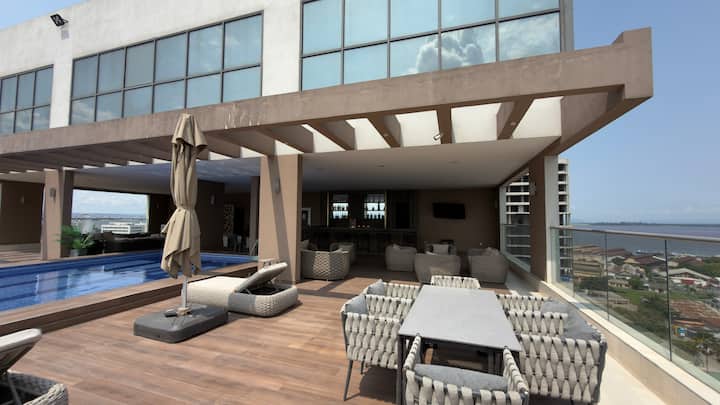 Elegant 8th Floor River View Apartment Eloge Tower - Kinshasa