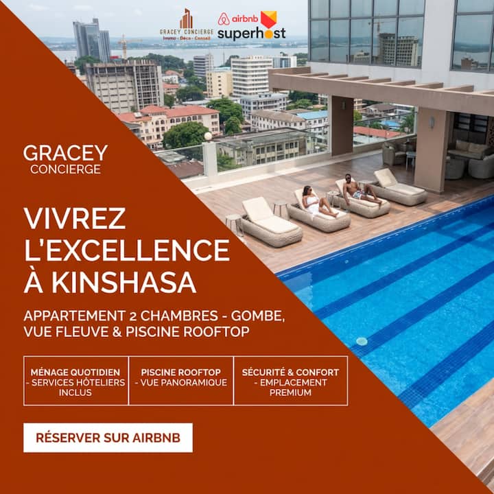 Elegant 8th Floor River View Apartment Eloge Tower - Kinshasa