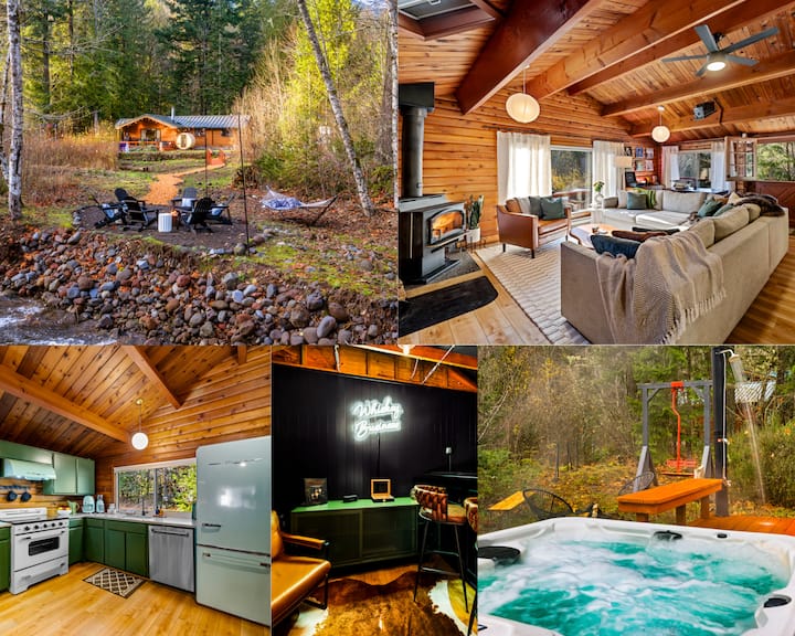 Riverfront Cabin W/ Hot Tub, Sauna & Whiskey Barn - Oregon