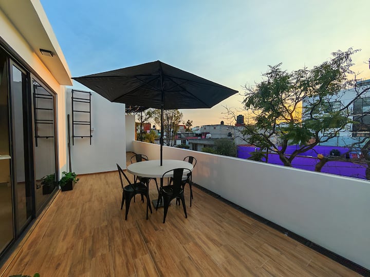 Depa Con Terraza A Minutos Del Aicm Y Estadio Gnp. - Mexico