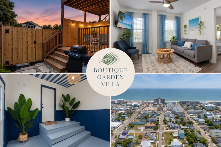 Boutique Palm Villa | Patio | Walk To Beach - Carolina Beach, NC