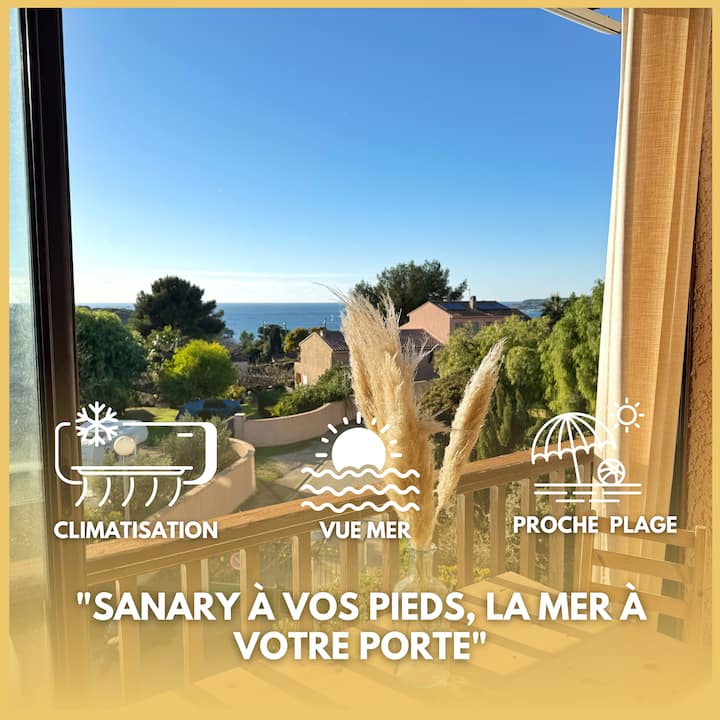 Vue Mer, Clim, Parking Privé, Plage à Pied 15 Min - Sanary-sur-Mer