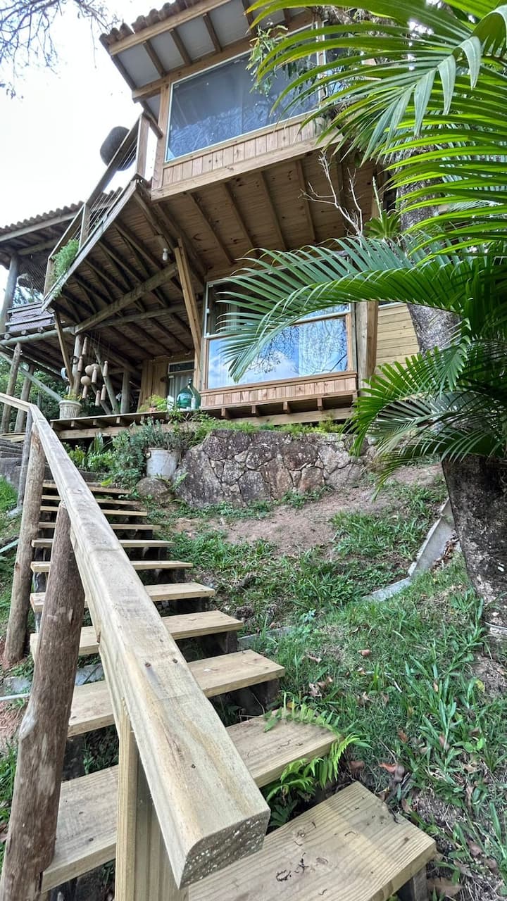 Cabana Rústica, Cama Queen, Ac, Ano Todo Paz - Garopaba