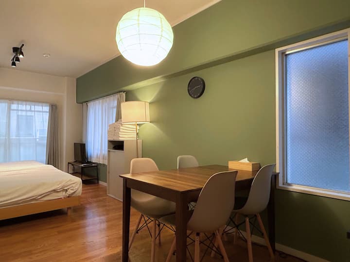 【Hakata】 Nordic Green Retreat | 5m Gion | Max 4 - Fukuoka