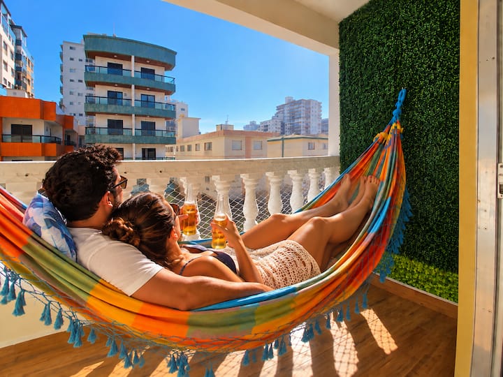 Full Fit C/ Balcony 2 Min From The Beach Garag - Praia Grande