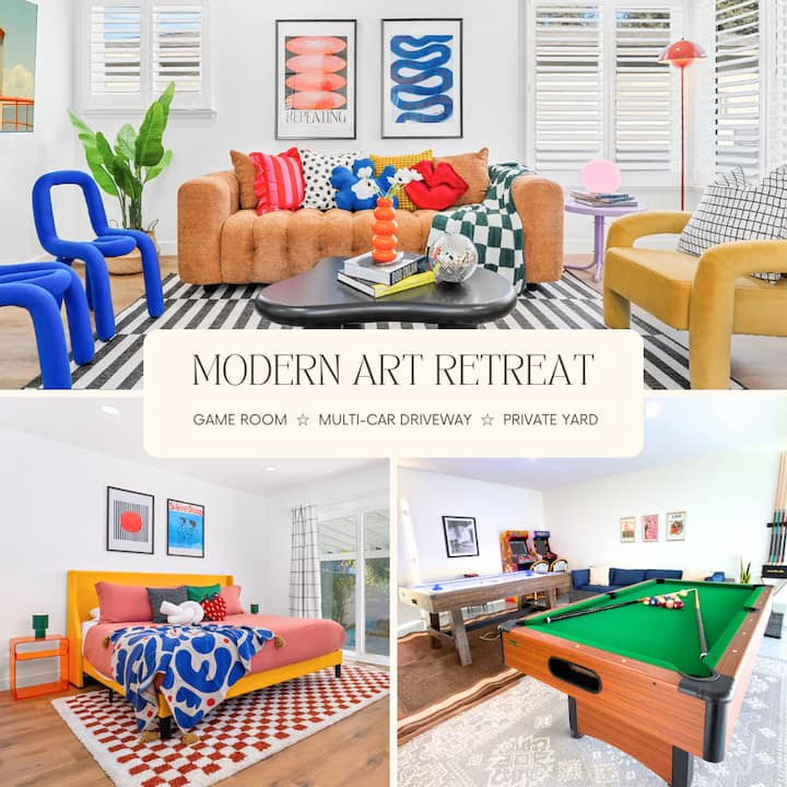 *New* Modern Art Bungalow | Gameroom | King Beds - Long Beach, CA