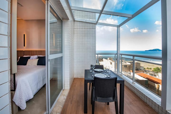 Varanda, Vista Mar E Cozinha No Stay Santos - Brasil