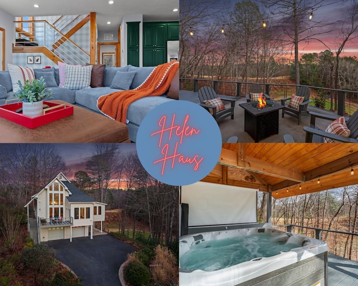 Helen Haus: Golf Sim & Hot Tub Theater Retreat - Sautee Nacoochee, GA