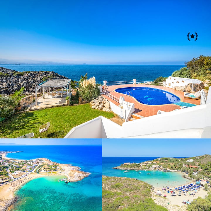Seafront Villa W/ Pool, Sea Access & Sunset Views - Chania