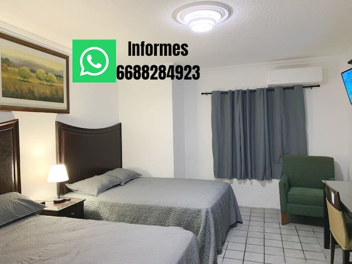 Habitación 2 Camas, 4 Personas C/cochera Techada - Los Mochis