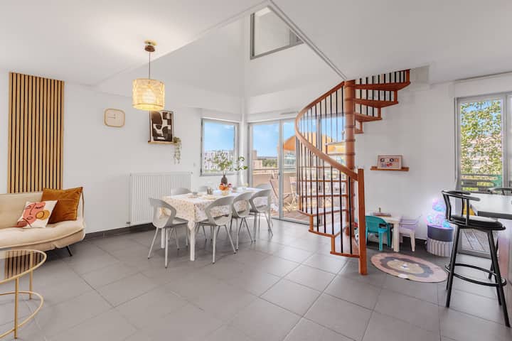 Le Duplex Cosy 90m2 - Terasse- Tram 400m-2parkings - Blagnac