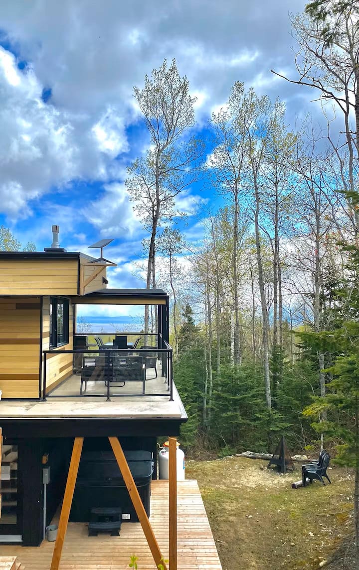 Héméra 15: Spa, Terrasse Bbq & Vue Sur Forêt - Charlevoix