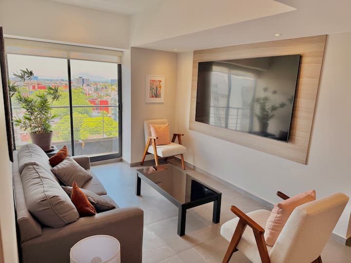 Premium 2br Condo | Metro, Gym & Balcony - Mexico City