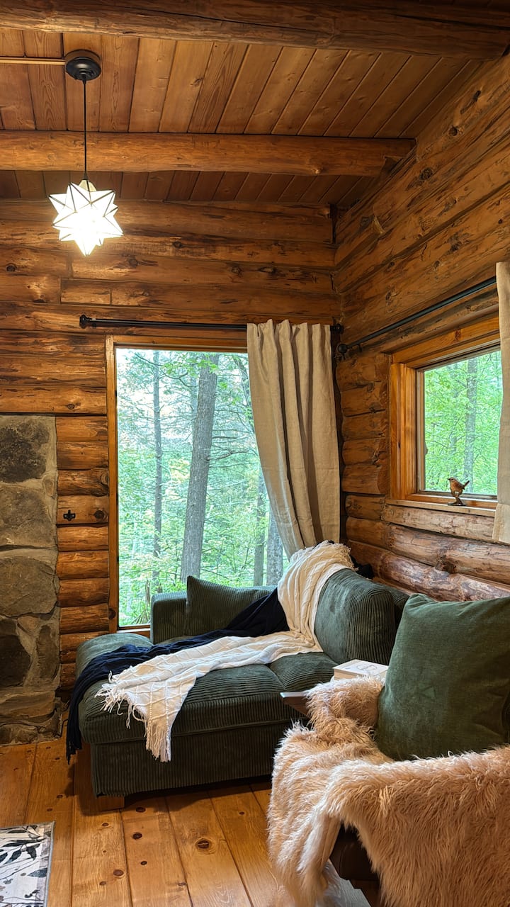 Cabaña de madera moderna con jacuzzi; aislada en el norte del estado ...