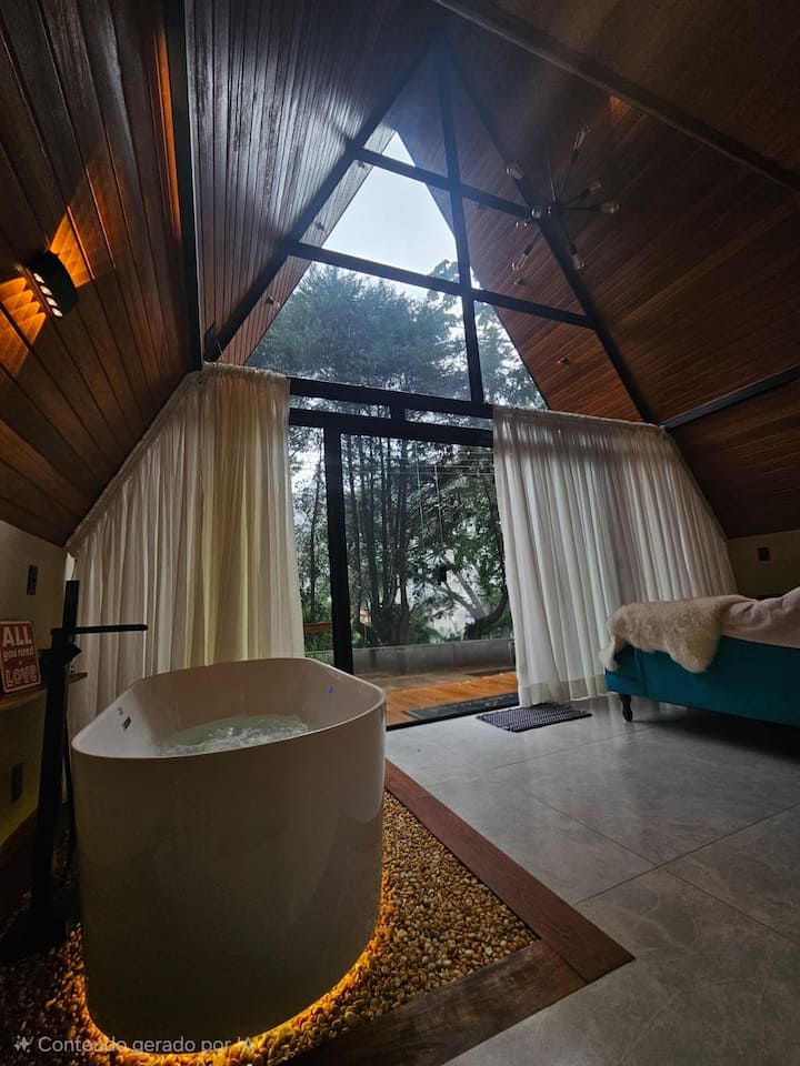 Refúgio Romântico Com Banheira | Aguimô. - Nova Friburgo