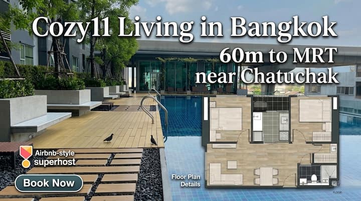 Cozy11 Livinginbangkok  60m To Mrt Near Chatuchank - Bangkok