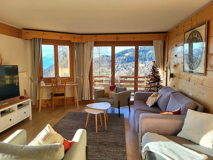 Flat With Beautiful Mountain Views, Balcony & Pool - Villars-sur-Ollon