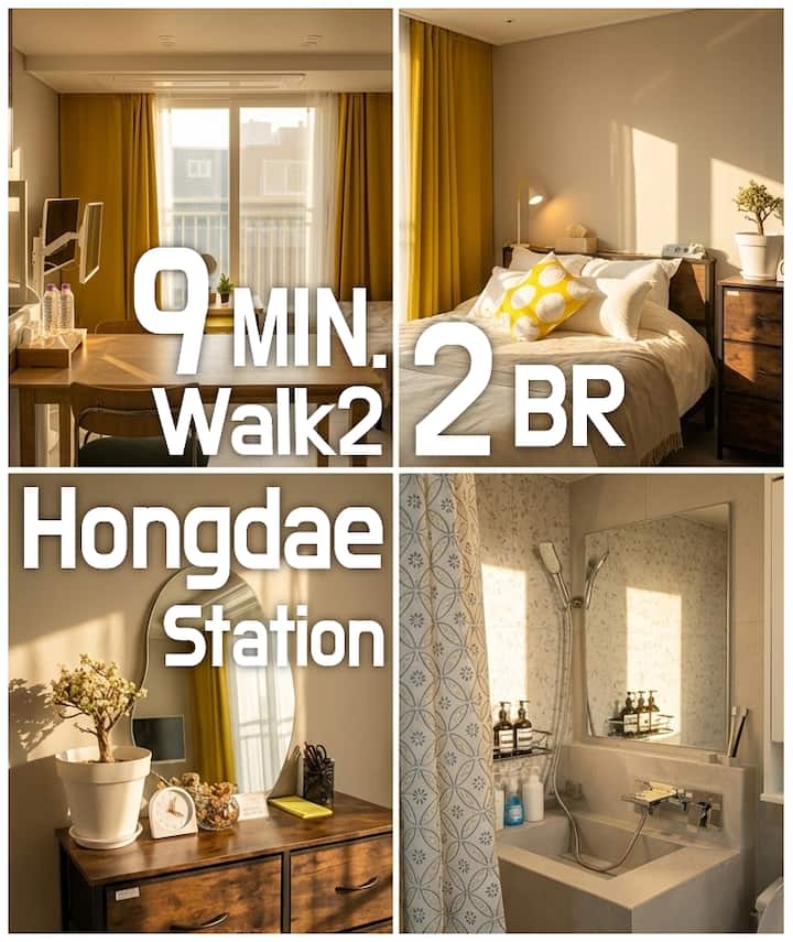 9-min Walk To Hongdae | 2br | Elevator | 24/7 Cctv - Seul