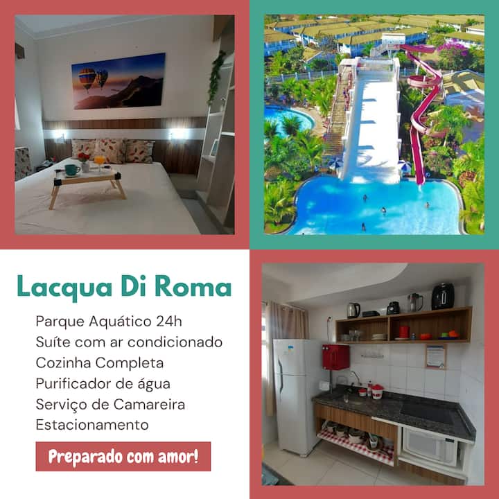 Lacqua: 12 Piscinas + Suíte C/ Ar + Cozinha -Ap 85 - Caldas Novas