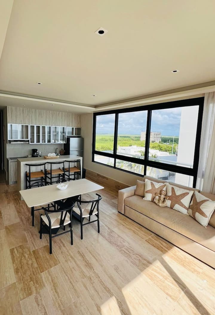 Apartamento Deluxe · 3 Hab · Frente Al Mar - Puerto Morelos