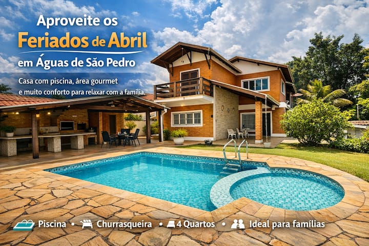 Refúgio Familiar Com Piscina E ÁRea Verde - Águas de São Pedro