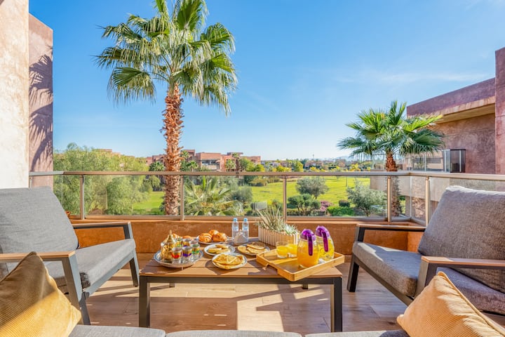 Prestigia Opale - Superbe Condo Vue Golf & Piscine - Marrakech