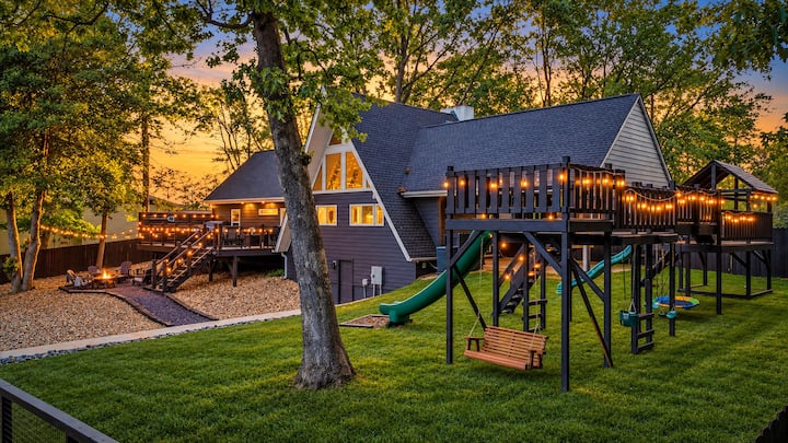 River A-frame | Hot Tub+fenced Yard+adventure Fort - Mount Airy, NC