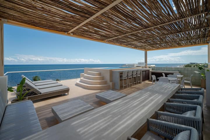 Vive Frente Al Mar - Lujo Playa Cama King - Wifi - Puerto Morelos