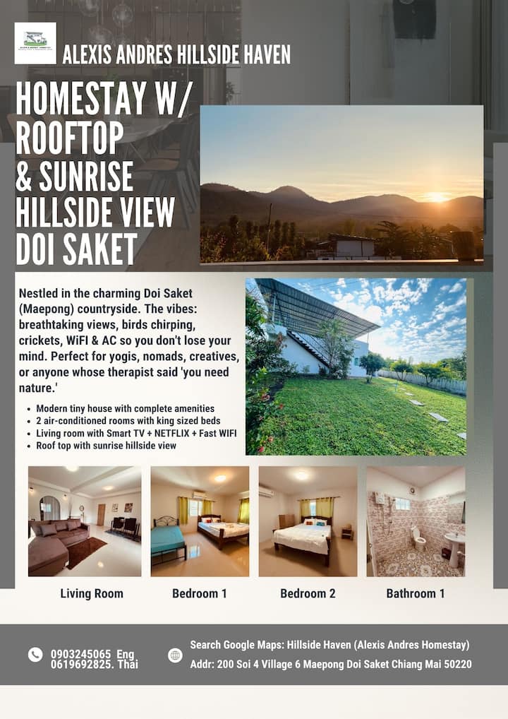 Entire House W/ Rooftop & Sunrise Hillside Views - Chiang Mai