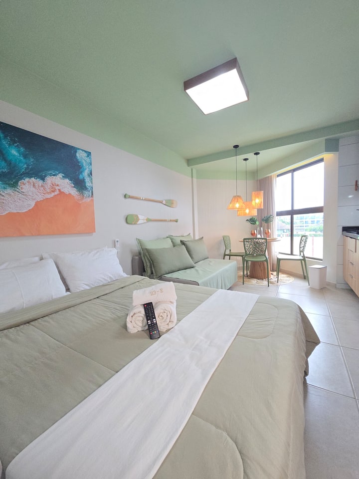 Studio 5,0 | Cond. C/ Piscinas+hidro | 5min Praia - Praia dos Carneiros
