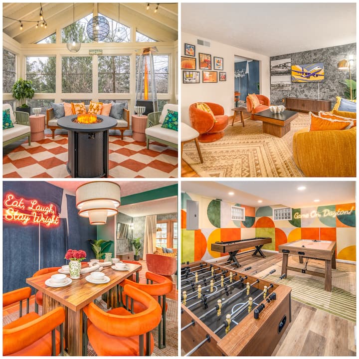 Wright Stay: Hot Tub, Game Room, Sunroom, Fire-pit - Dayton, OH