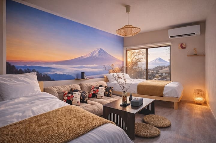 【Newopen】富士山駅徒歩8分/最大4名/富士山が見える/和モダンが調和する上質美空間／癒しの宿 - 후지요시다시