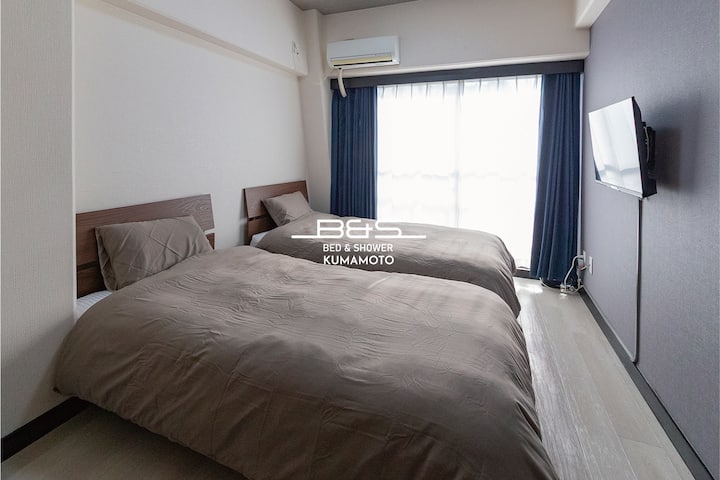 J1【無料駐車場付505】上通アーケード、繫華街、熊本城近く。長期滞在に便利エレベーター付マンション - Kumamoto