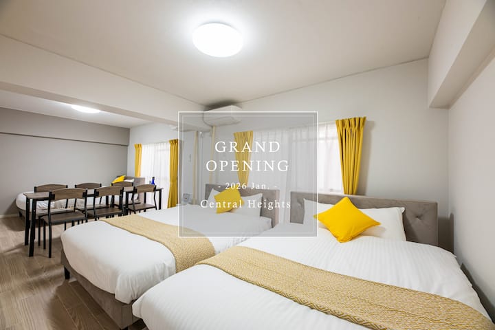 【セントラルハイツ】エコノミートリプル　ダブルベッド3台　シャワールーム　禁煙 - 天神