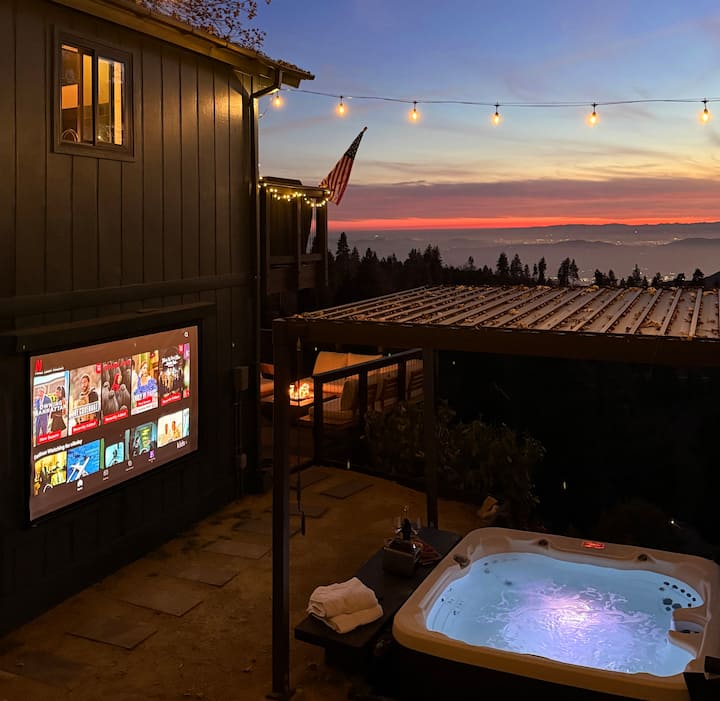 Views And Movies At The Spa & Outdoor Fireplace - Running Springs, CA