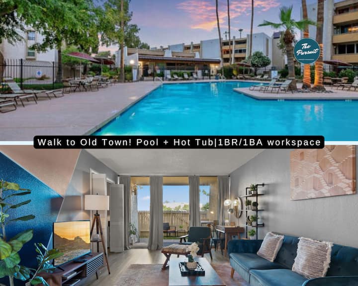 Walk To Old Town! Pool + Hot Tub|1br/1ba Workspace - Scottsdale, AZ