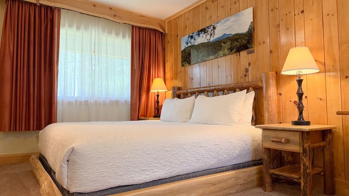 Deluxe King Room W/ Patio | Adirondack Retreat - Lake Placid, NY