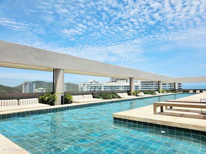 Studio: Pool, 4 Minutes To The Beach, Sea Views - 산타마르타