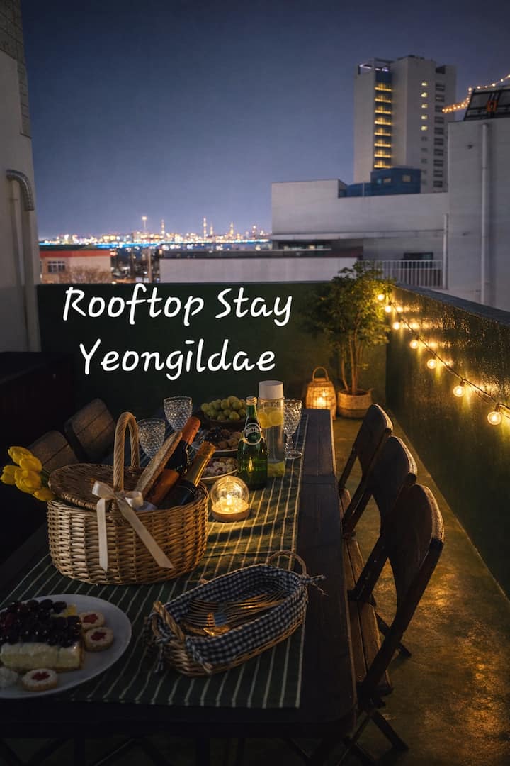 [4월특별할인]루프탑영일대 감성숙소#6인독채#도보5분영일대바다#차량4분 스페이스워크#피크닉 - Pohang-si