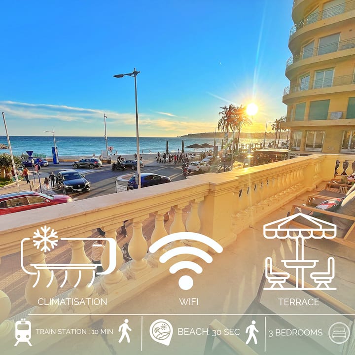 La Perla Appartement Vue Mer à 10m De La Plage - 芒通