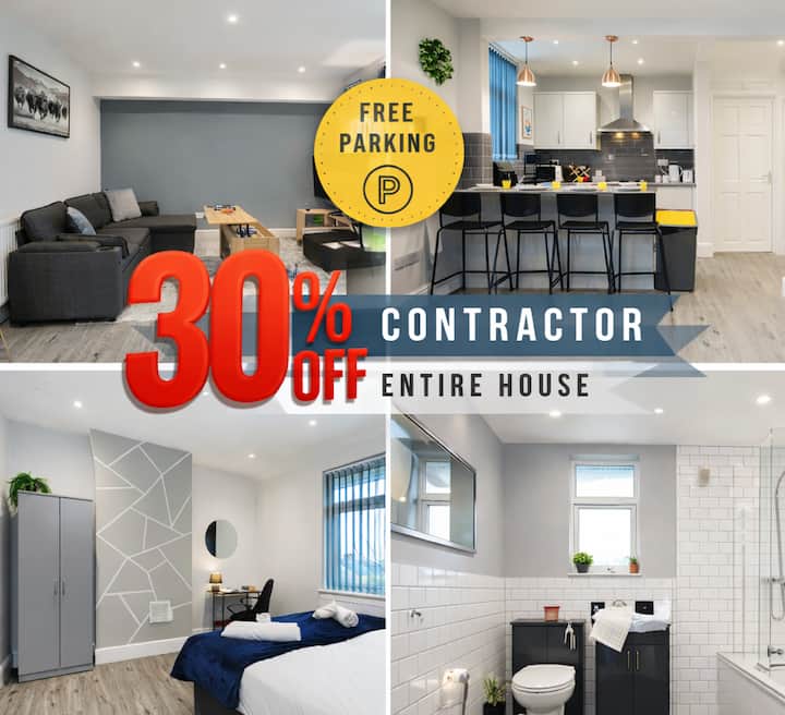 Sleeps 10, 8 Bed, Wifi, Parking, City Cr, 55" Tv - Leicester