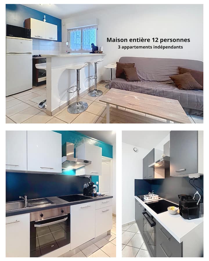 3 Apparts Indép. | 12 Pers | Pros & Groupes - Pont-de-Chéruy