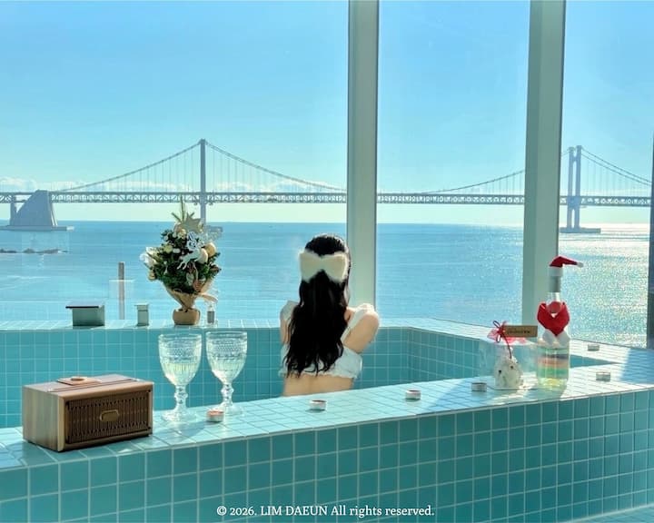 [컨셉스테이4]#오픈특가#광안대교오션뷰#드론쇼명당자리#해변1초#광안리메인#자쿠지#온수풀 - Busan