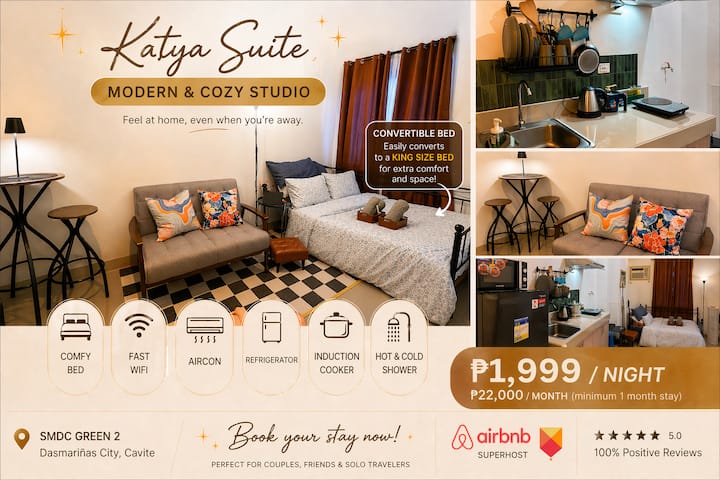 Katya Suite | Modern & Cozy Studio At Smdc Green 2 - Dasmariñas