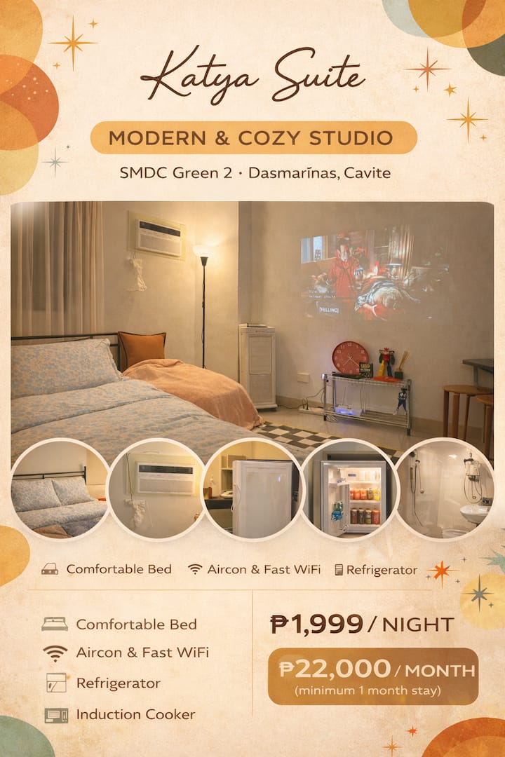 Katya Suite | Modern & Cozy Studio At Smdc Green 2 - Dasmariñas