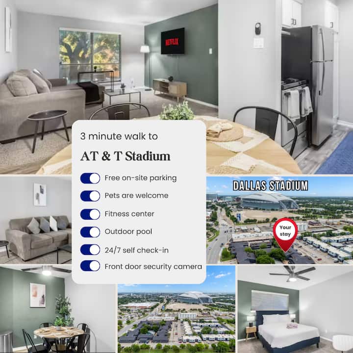 0.2mi/0.3km To Dallas Stadium |2 Br| +Free Parking - Arlington, TX