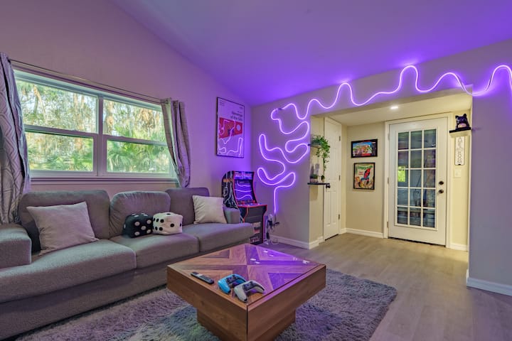 Modern Neon Retreat | Game Roomfire Pit - Daytona Beach, FL