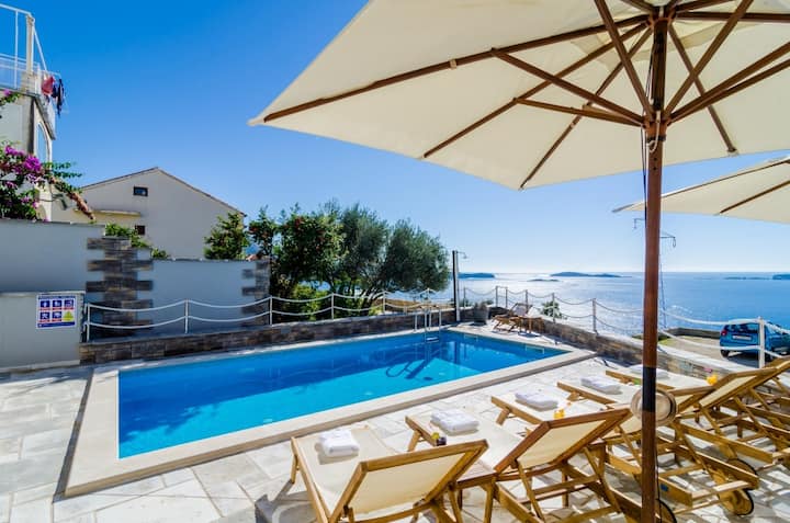 Lea, Hillside Sea-view Duplex + Pool - Cavtat