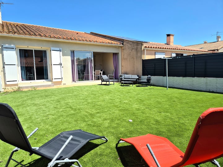 Villa Climatisée Grand Jardin - Bord De Plage - Saint-Cyprien